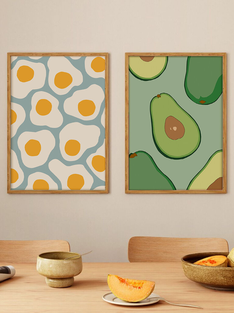 Набор постеров для кухни MISHKA POSTER "Яйца и авокадо", 2 шт. А3 / Подарочный набор