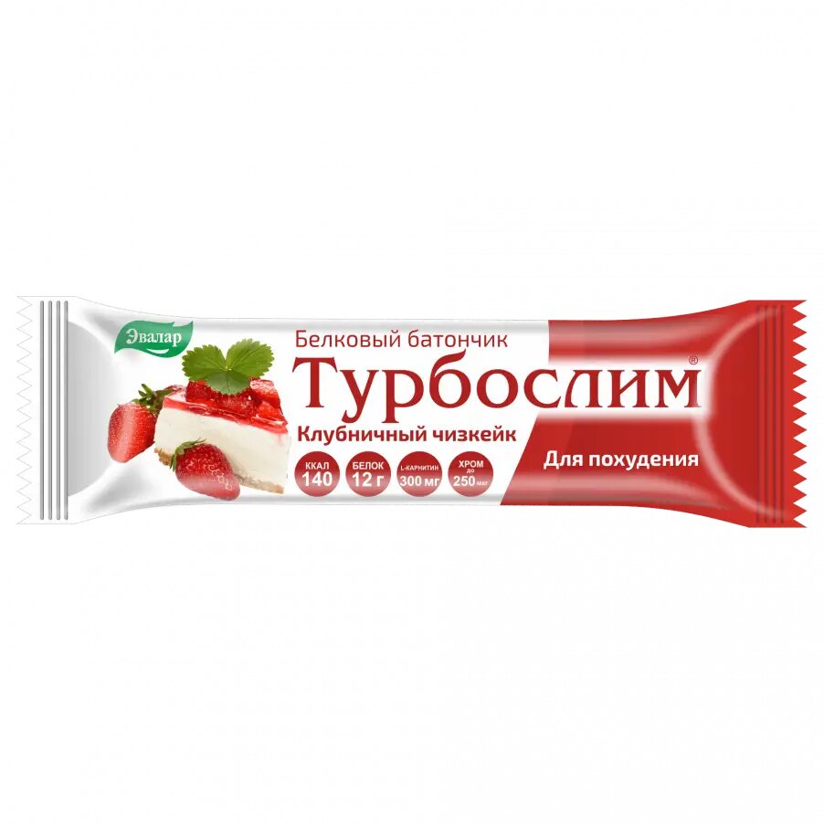 Турбослим белковый батончик для контроля веса клубничный чизкейк 50 г 1 шт