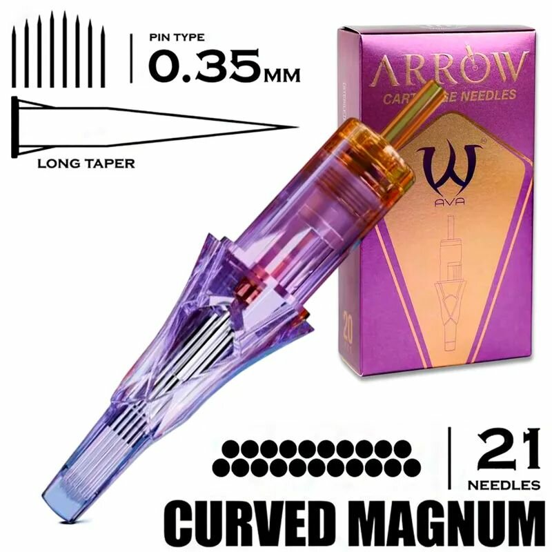 Картриджи для тату (иглы, модули) AVA Arrow 1221CM 35/21CMLT 20 шт/уп