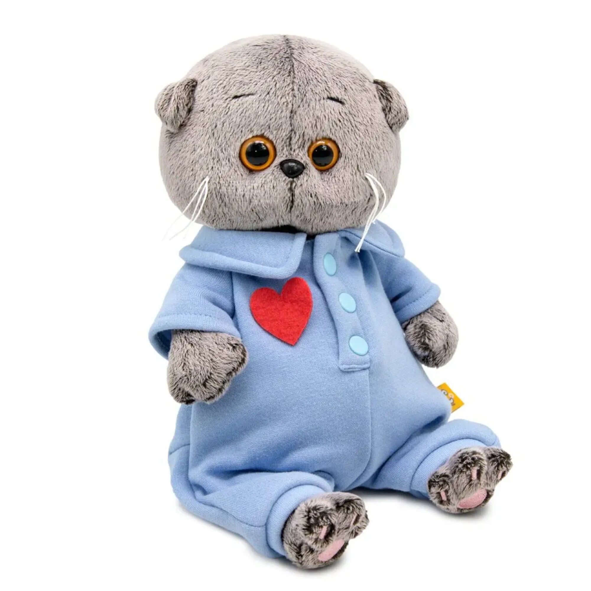 BUDI BASA Басик BABY в голубом комбинезоне с сердечком 20 см