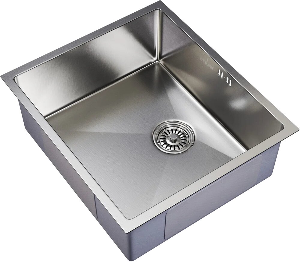 Мойка кухонная Mixline 548568 металлическая, прямоугольная, 50x44, мойка для кухни, встраиваемая снизу, матовая