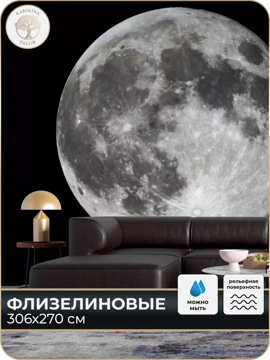 Фотообои Луна в детскую в спальню на кухню 300х270