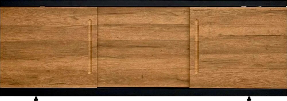 Экран Alavann Alt Black из МДФ, на алюминиевом профиле, светлое дерево, экран под ванну, прямоугольный, с комплектом ножек, универсальный