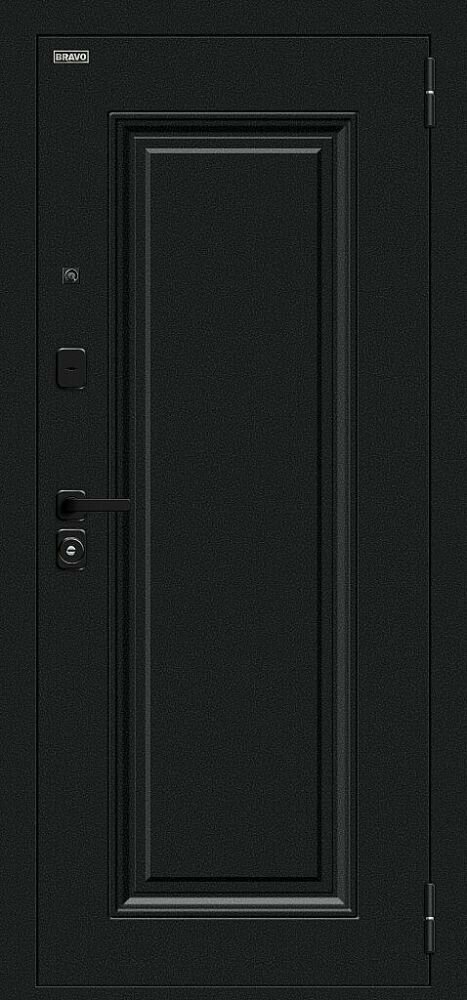 Входная Дверь Bravo Флэш МФ/SBlack Букле черное/White Silk 860x2050мм Левое Открывание / Браво.