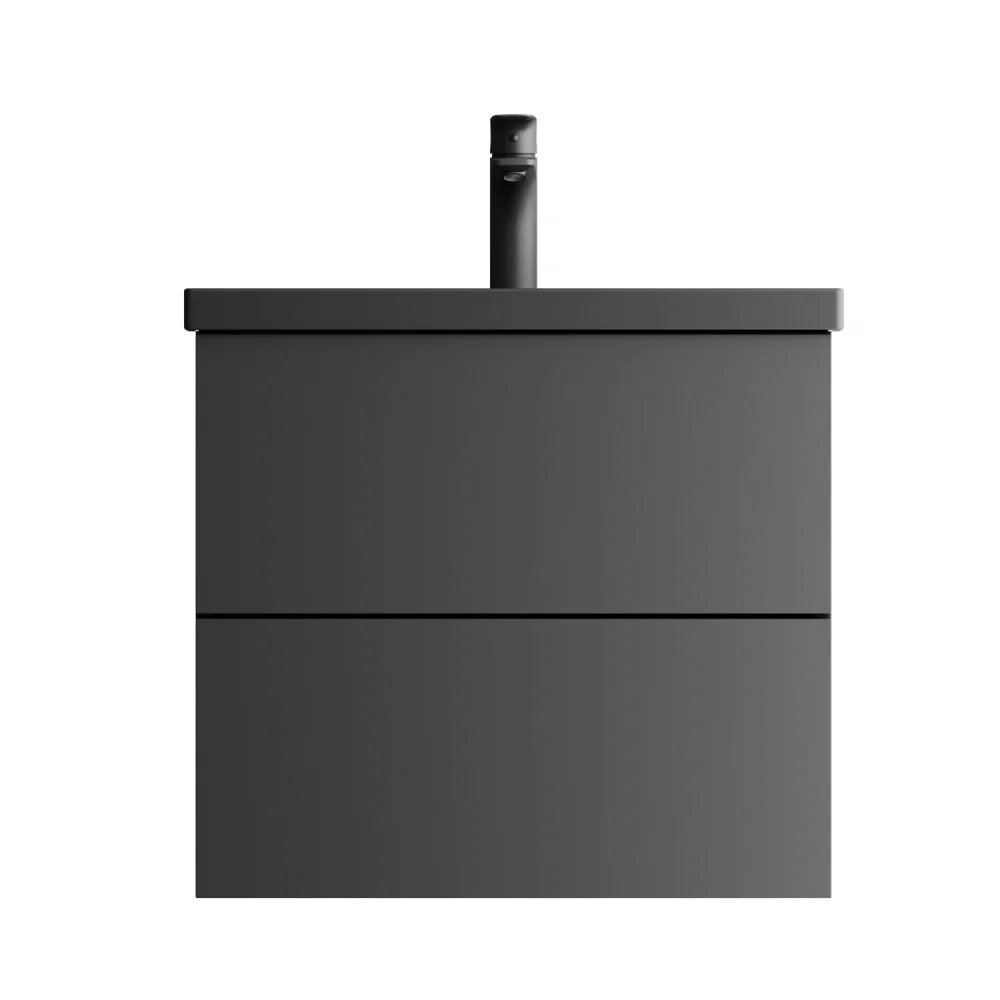 Тумба под раковину без столешницы AM.PM Gem подвесная, черная, матовая, из МДФ, тумба для ванной, с ящиками, с доводчиками