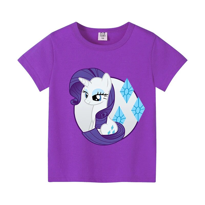Футболки для девочек My Little Ponys, кавайные топы с мультяшным принтом, летние детские повседневные милые детские одежды с короткими рукавами для девочек
