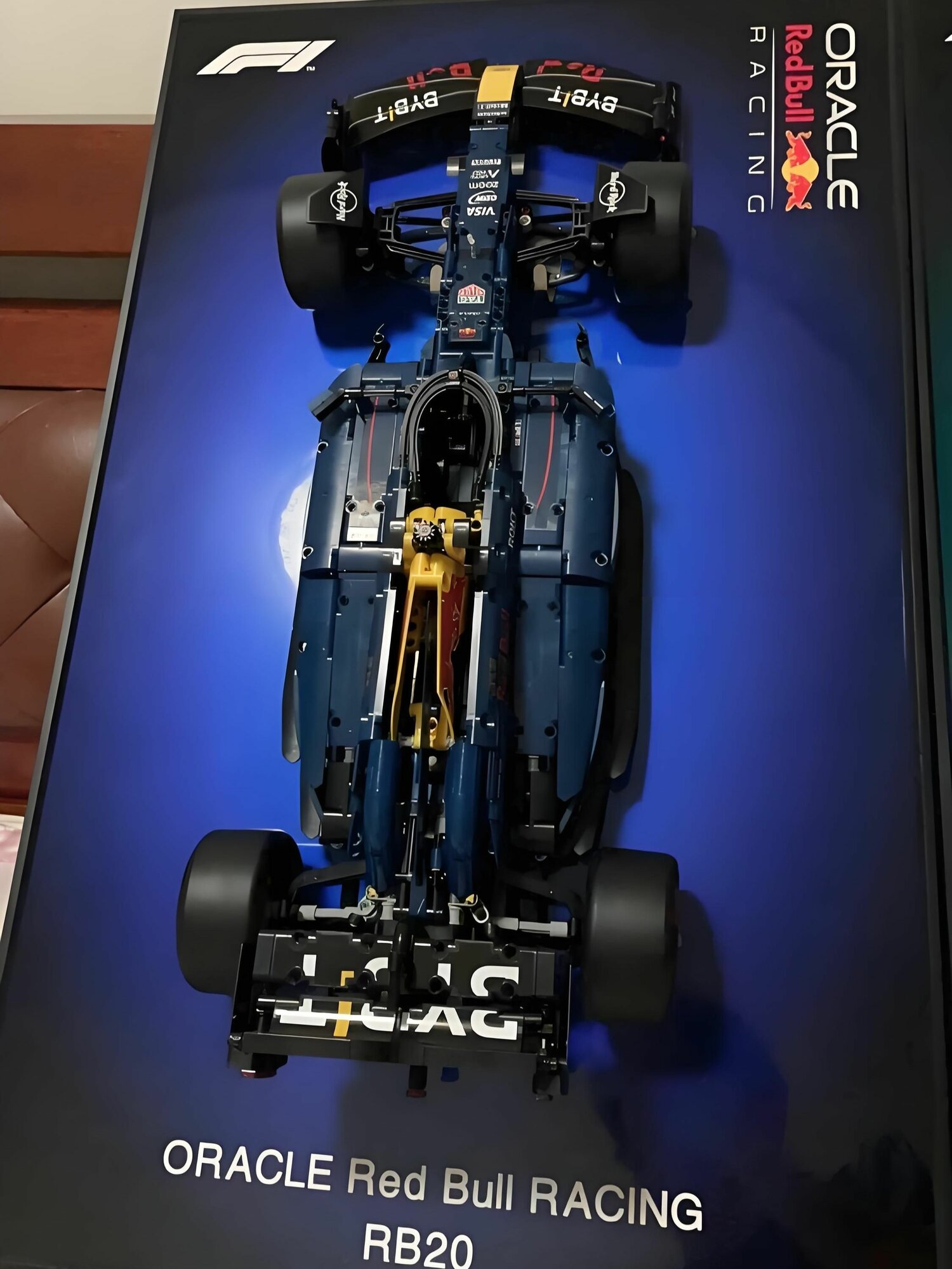 Постер в рамке,"Red Bull", LED подсветка, подходит для гоночных автомобилей Lego, зеркало S-класса, для подвешивания на стену, 80x50x3,5 см, для гостиной, коридора