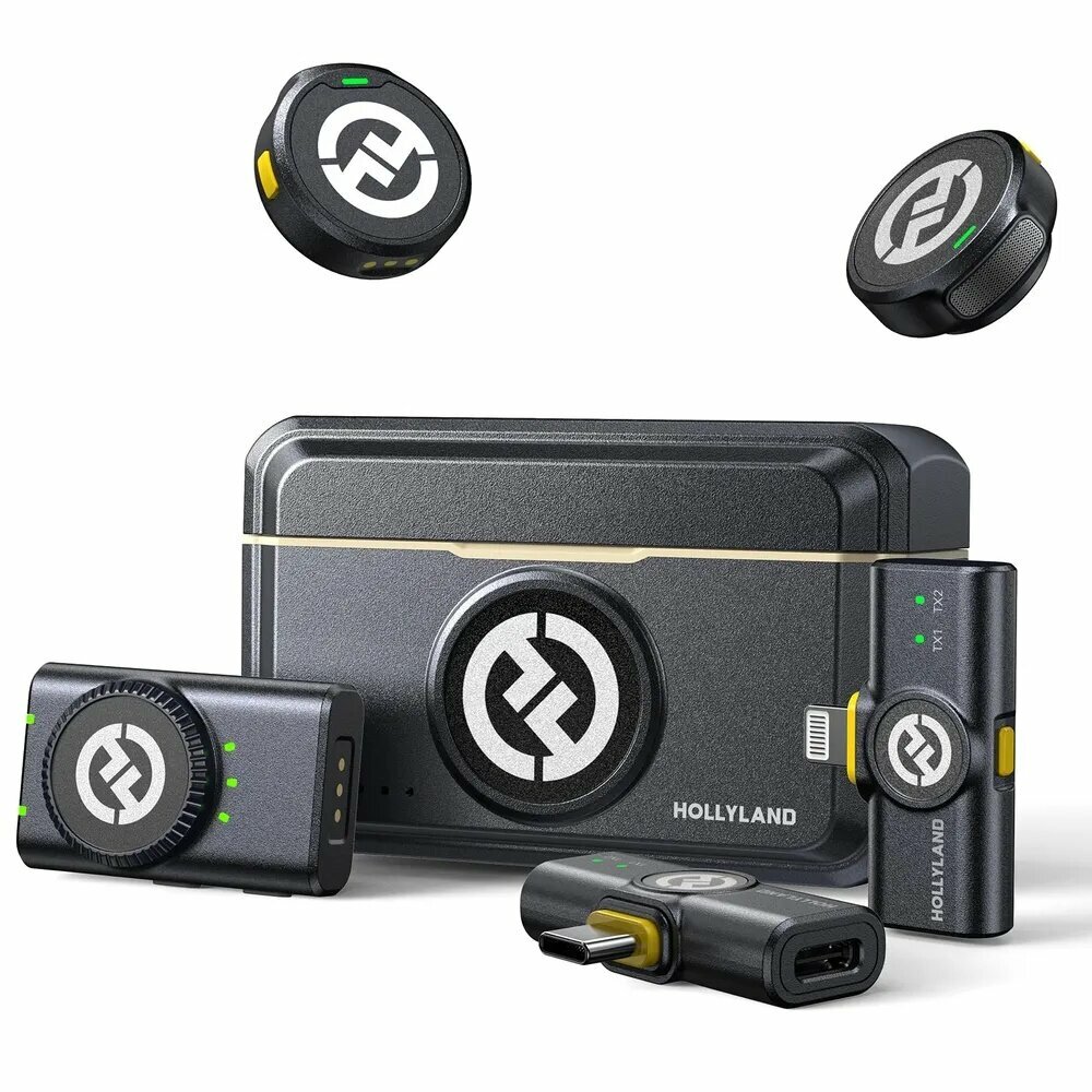 Hollyland Микрофон для мобильного устройства Hollyland Lark M2 combo для iPhone/Android/камеры, черный