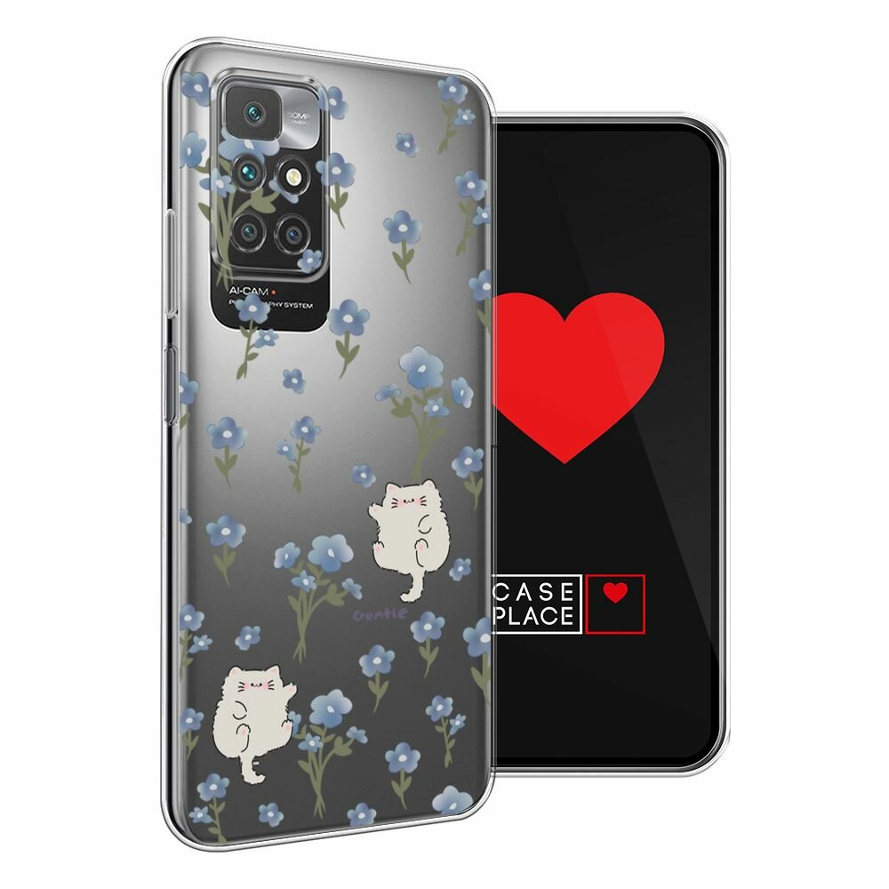 Чехол на Xiaomi Redmi 10 / Сяоми Редми 10 с принтом "Gentle cats", прозрачный — фото 1