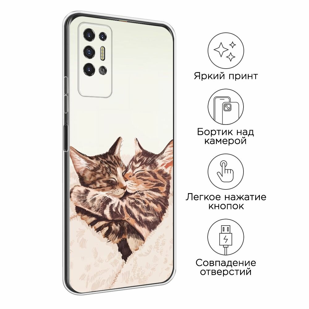 Чехол на Tecno Pova 2 / Текно Пова 2 с принтом "Влюбленные котейки - 14 февраля" — фото 1