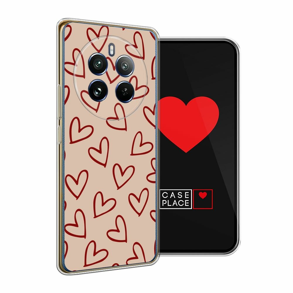 Чехол на Realme 12 Pro / Реалми 12 Про с принтом "Little hearts doodles 1 - 14 февраля" — фото 1