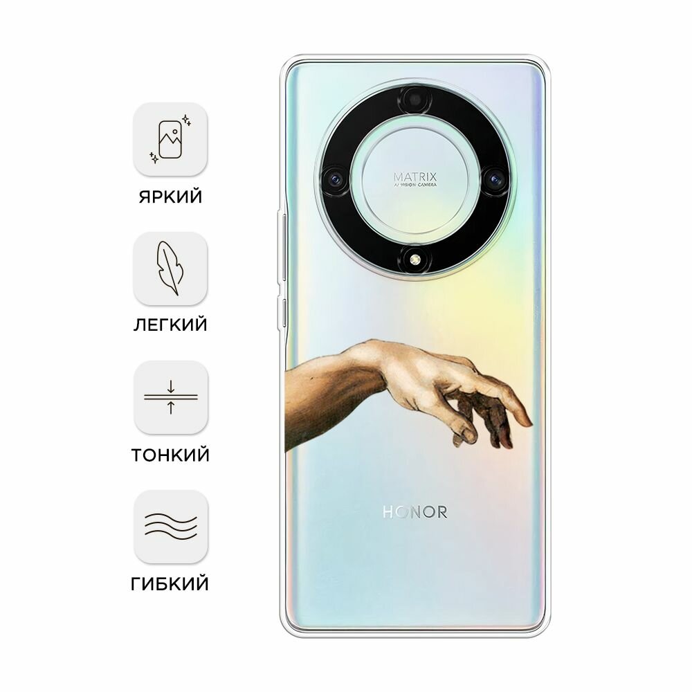 Чехол на Honor X9A / Хонор X9A с принтом Creazione di Adamo 1, прозрачный — фото 1