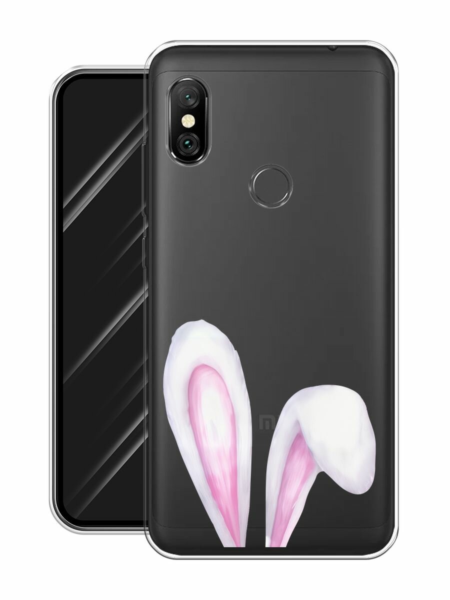 Чехол на Xiaomi Redmi Note 6 Pro / Сяоми Редми Нот 6 Про с принтом "Кроличьи уши 2", прозрачный — фото 1