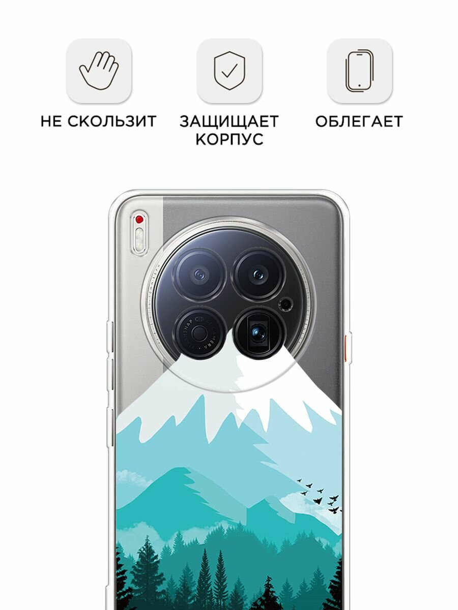 Чехол на Tecno Camon 40 Premier / Текно Камон 40 Премьер с принтом "Синяя снежная гора", прозрачный — фото 1