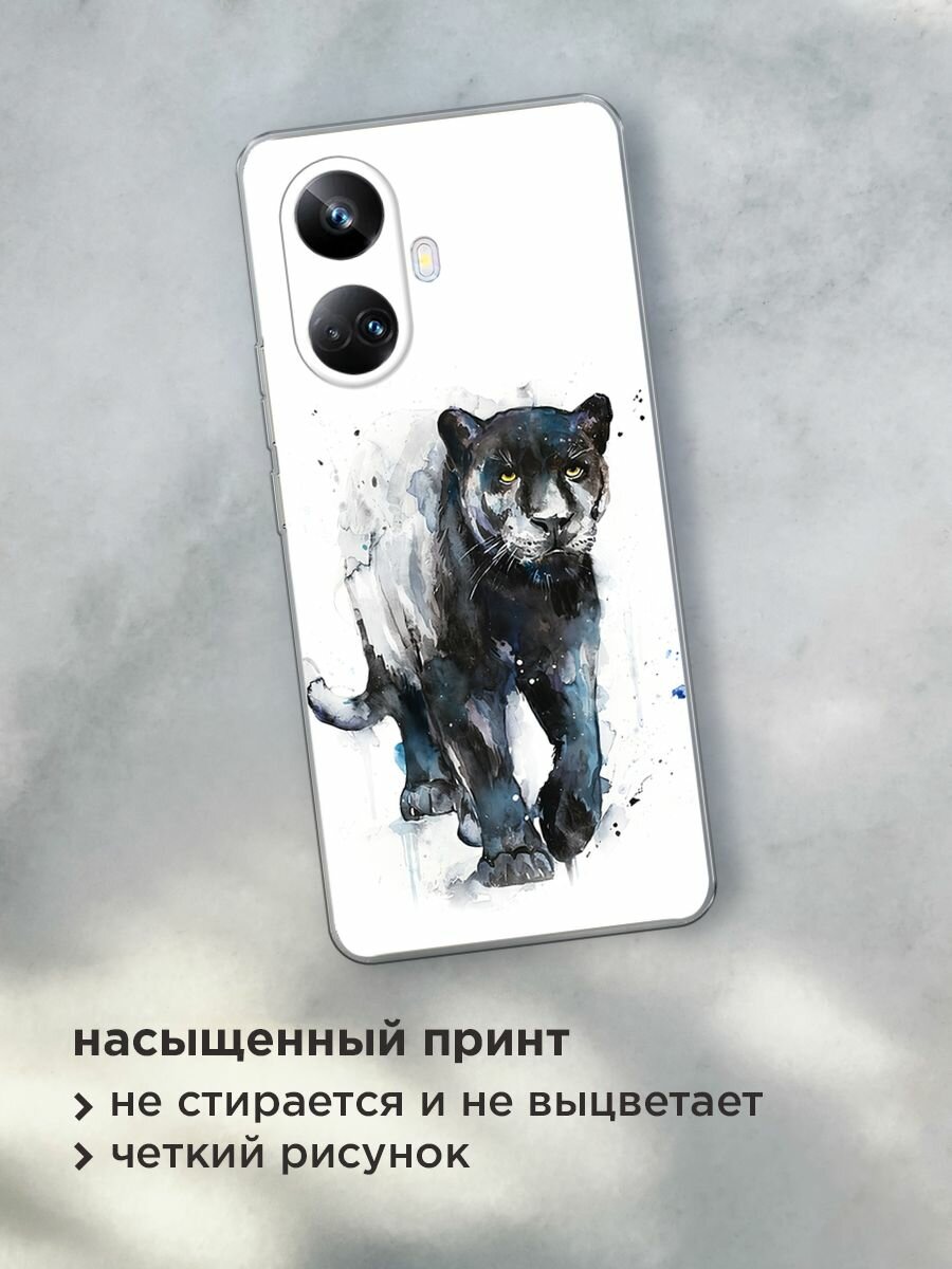 Чехол на Realme 10 Pro+ / Реалми 10 Про+ с принтом "Пантера арт 3" — фото 1