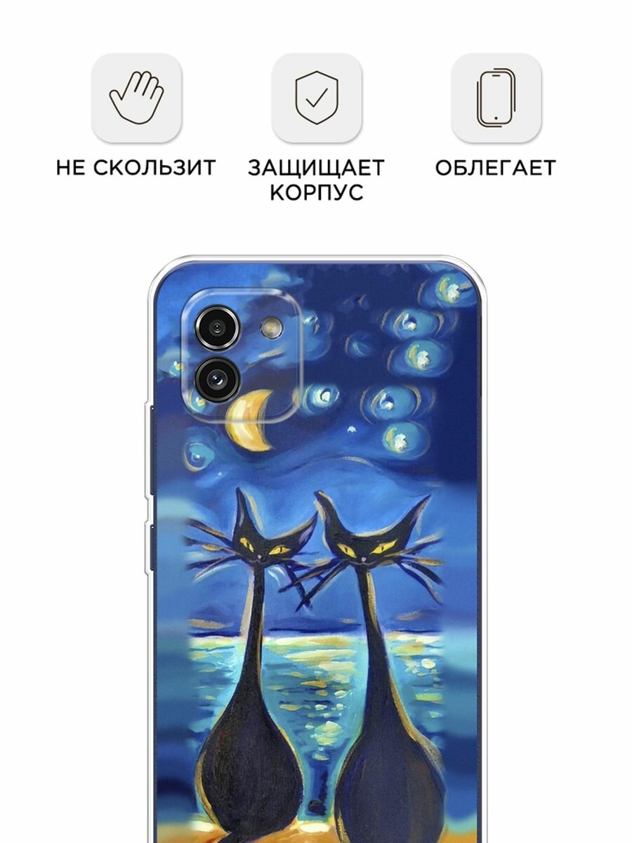 Чехол на Samsung Galaxy A03 / Самсунг Галакси А03 с принтом "Влюбленные котики 7" — фото 1