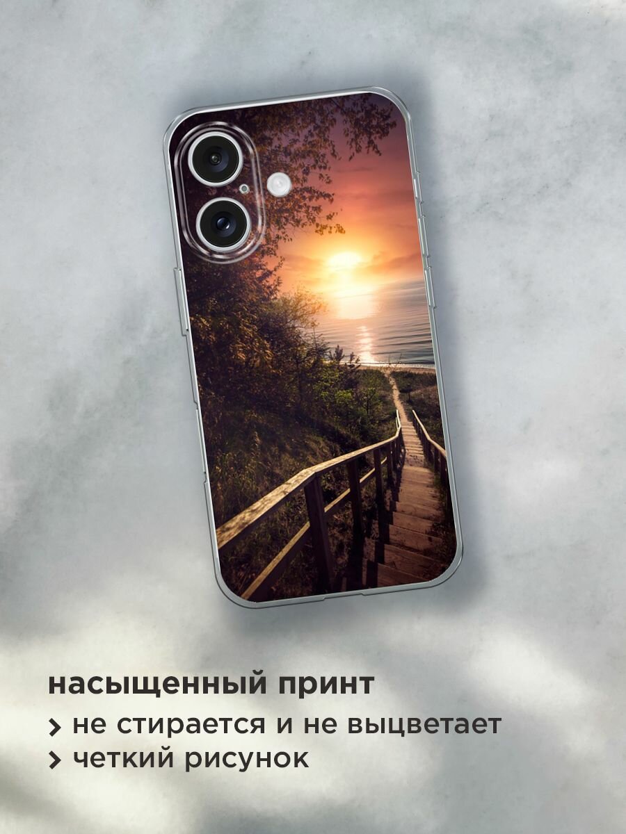 Силиконовый чехол на Apple iPhone 16 / Айфон 16 с принтом "Мост у воды" — фото 1