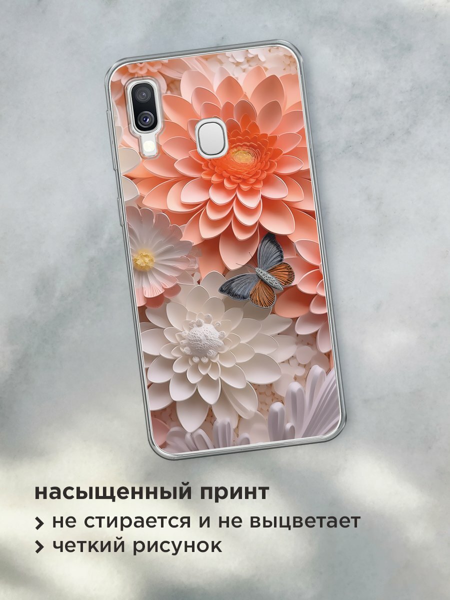 Чехол на Samsung Galaxy A40 / Самсунг Галакси А40 с принтом "Бумажные цветы" — фото 1