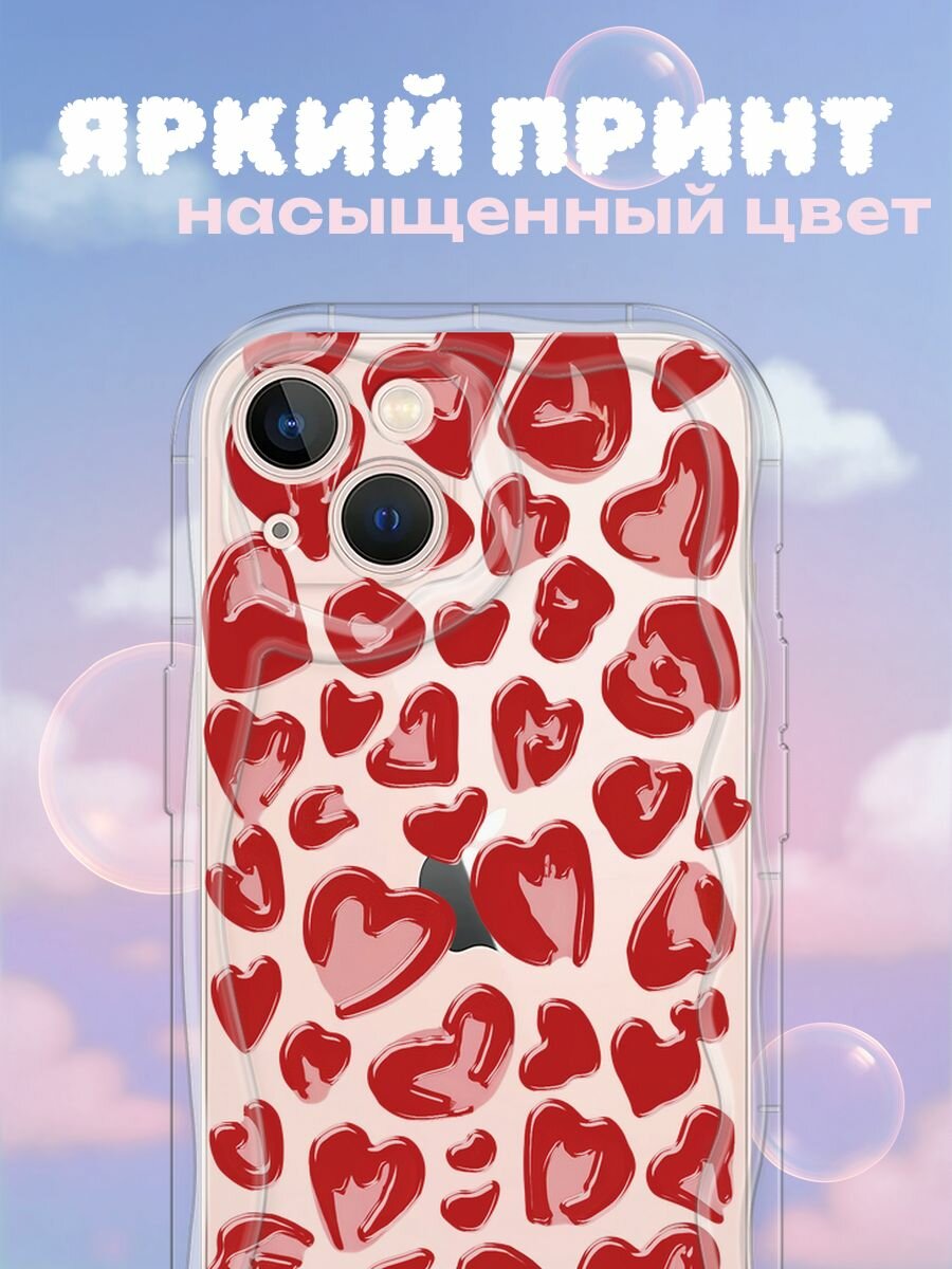 Чехол на Apple iPhone 13 / Айфон 13 с принтом Множество красных сердец — фото 1