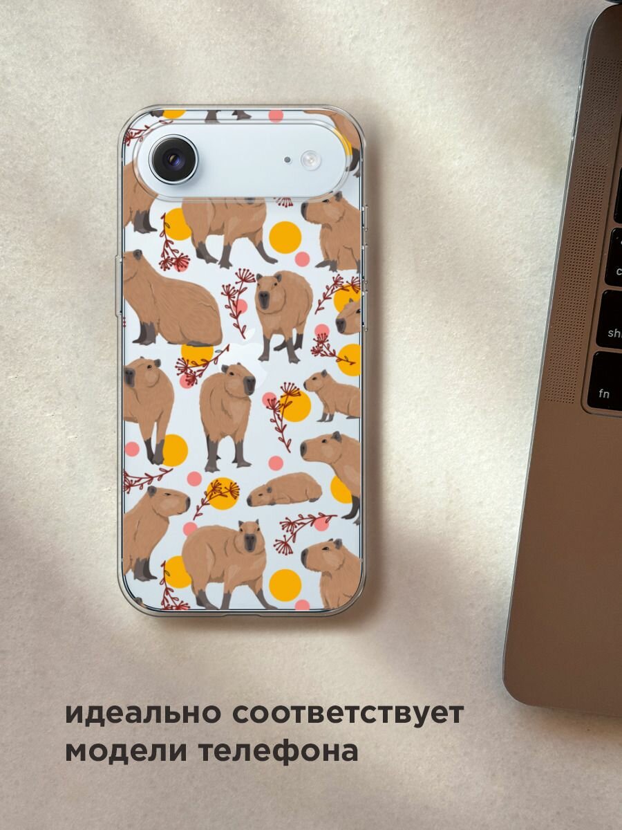 Чехол на Apple iPhone Air / Айфон Айр с принтом "Капибара паттерн", прозрачный — фото 1