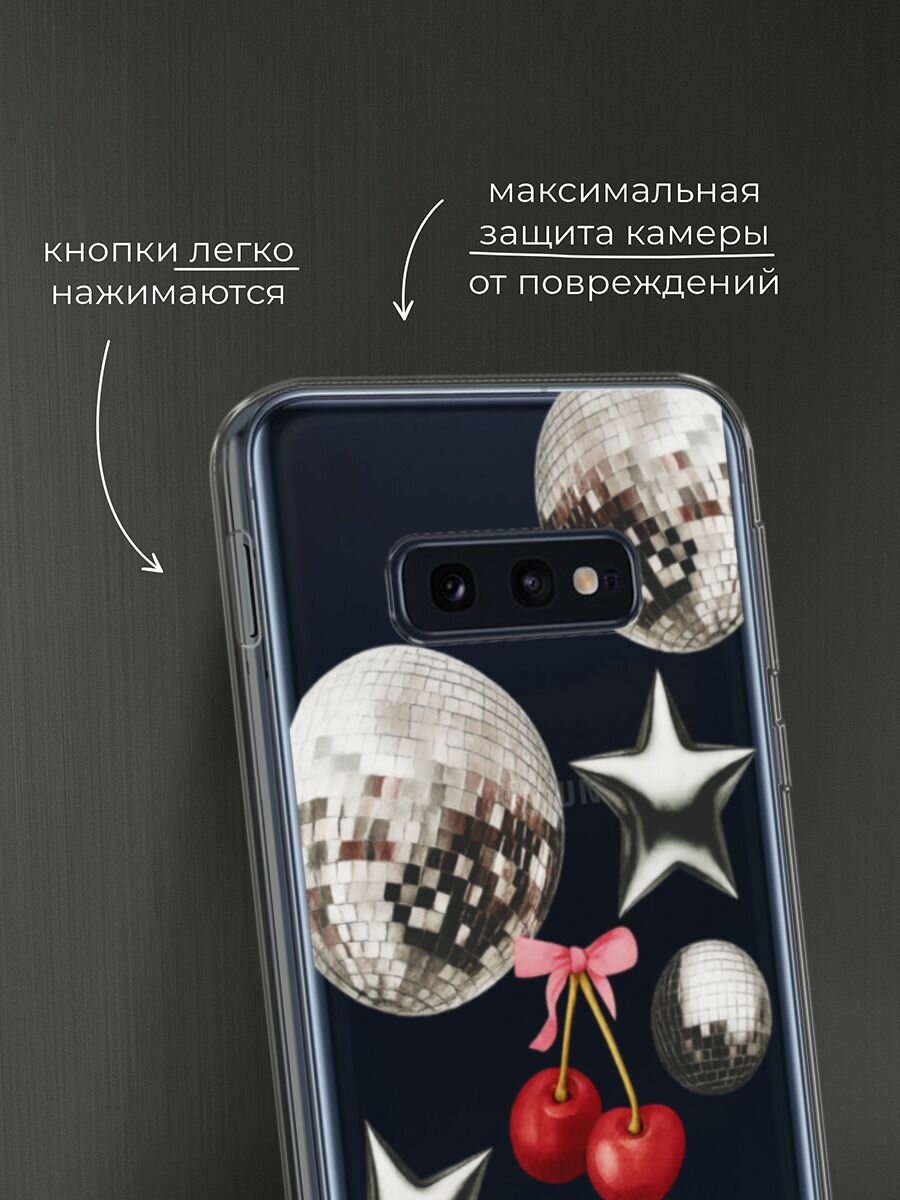 Чехол на Samsung Galaxy S10E / Самсунг Галакси S10E с принтом "Стильная подборка", прозрачный — фото 1