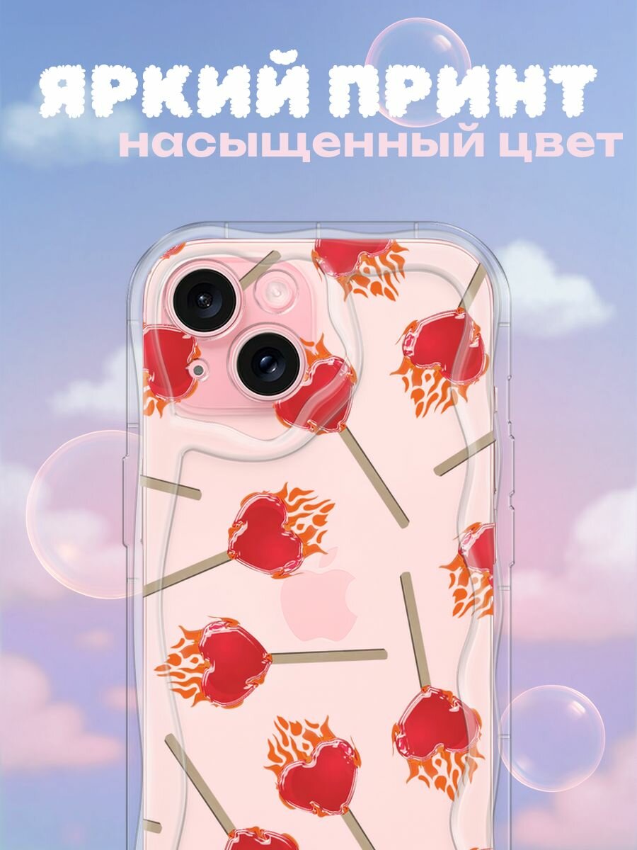 Чехол на Apple iPhone 15 / Айфон 15 с принтом Горящие леденцы 2 — фото 1