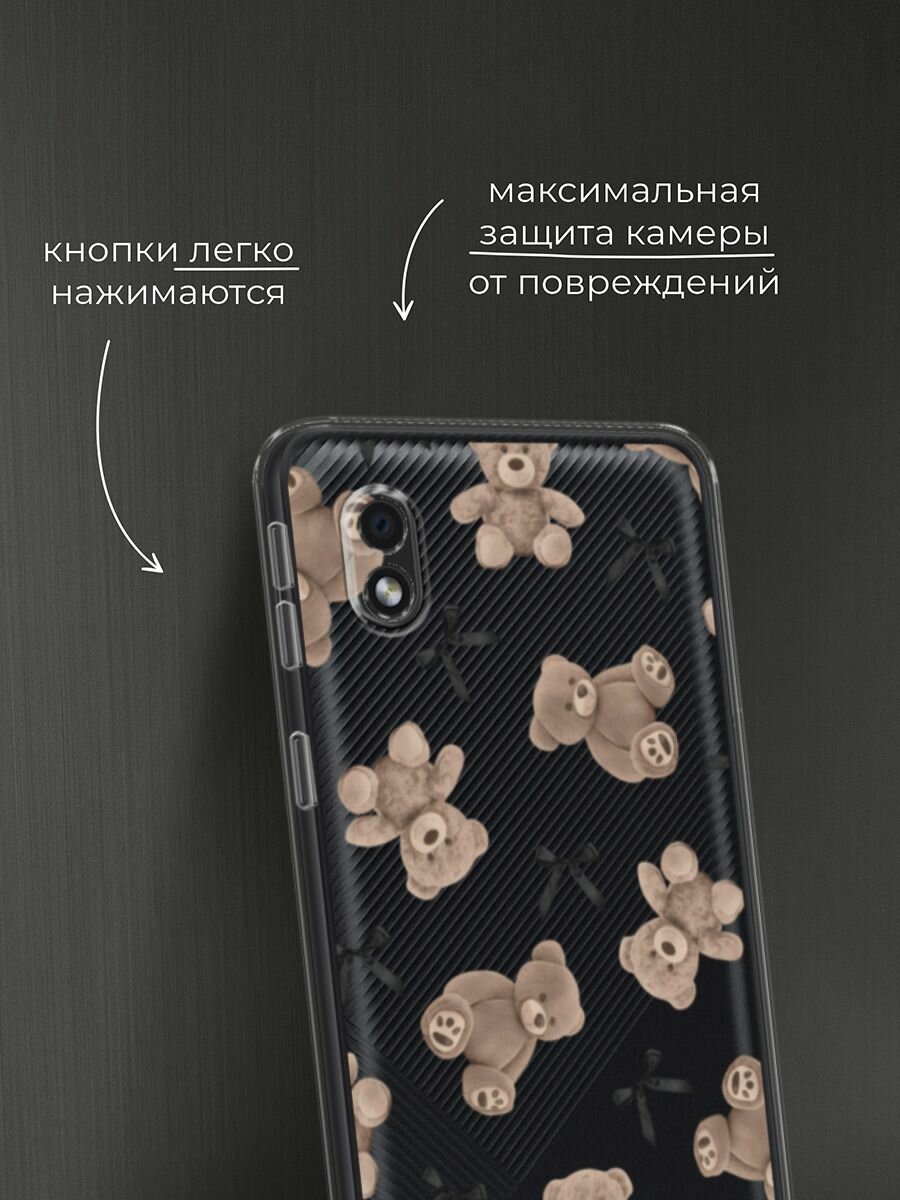 Чехол на Samsung Galaxy A01 Core / Самсунг Галакси А01 Core с принтом "Плюшовые мишки 2", прозрачный — фото 1