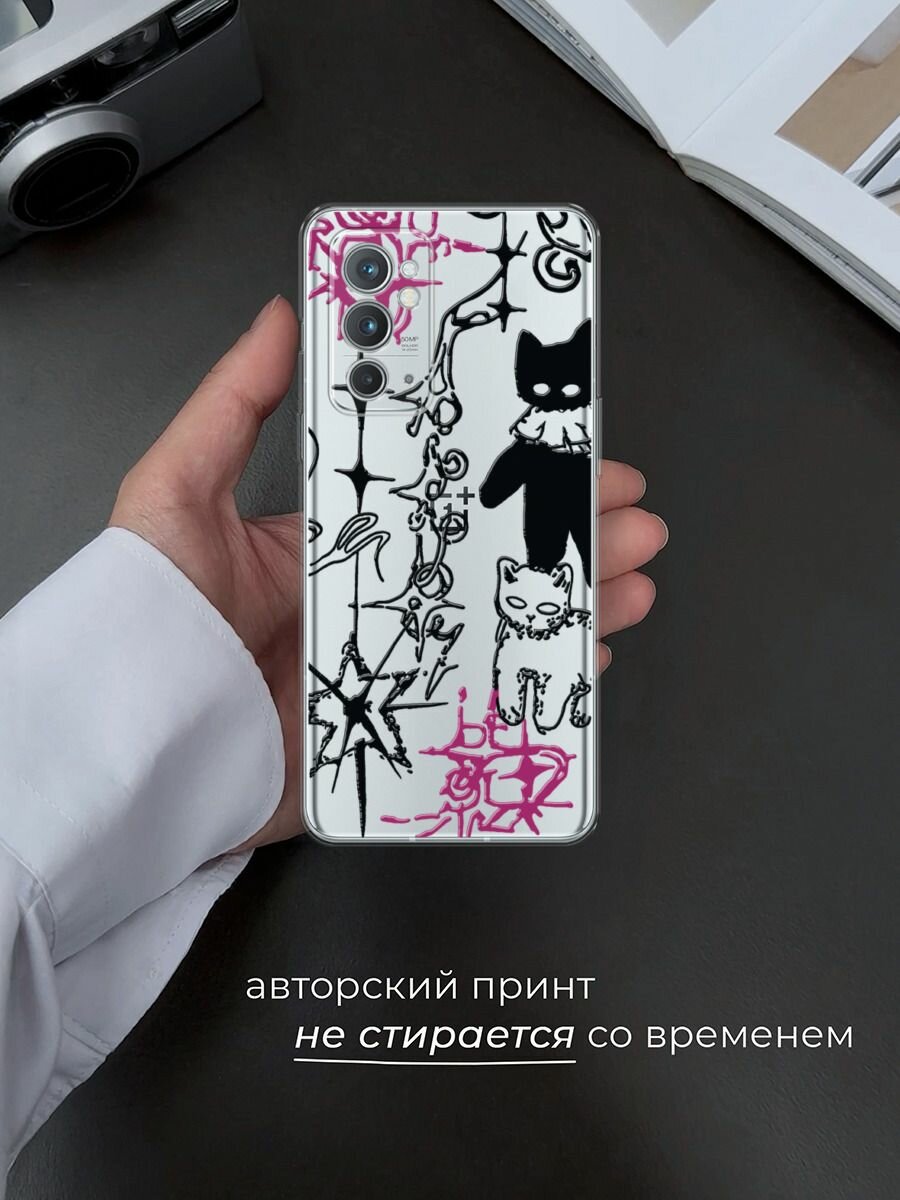 Чехол на OnePlus 9RT / ВанПлас 9RT с принтом "Готические котики" — фото 1