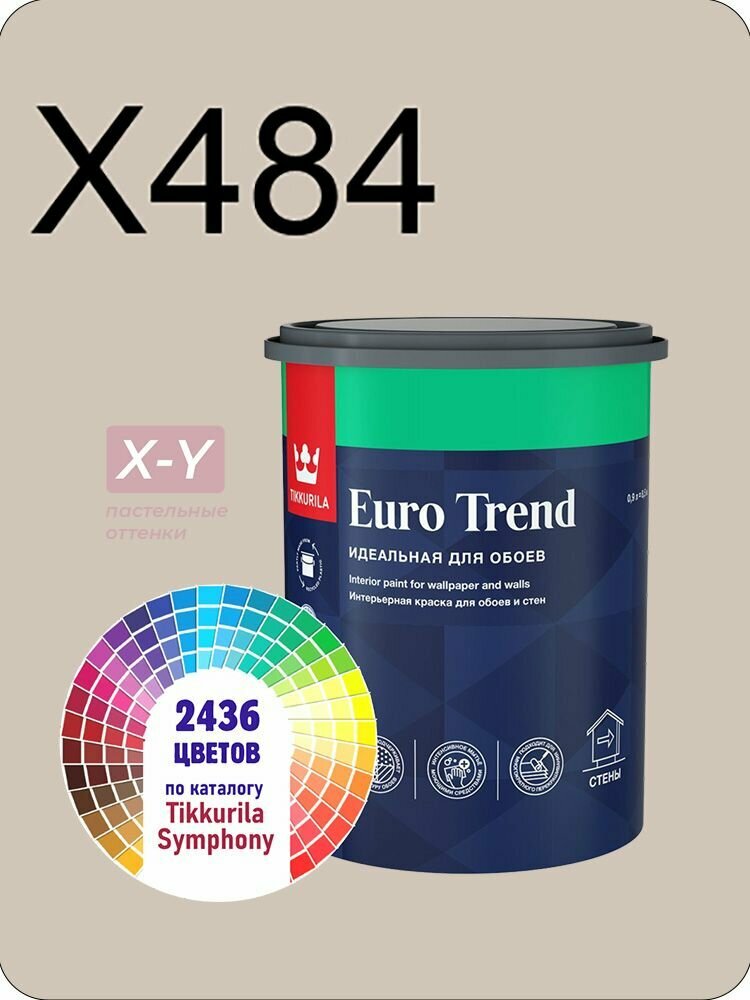 Краска для обоев Tikkurila Euro Trend 0,9л. пастельные оттенки X484