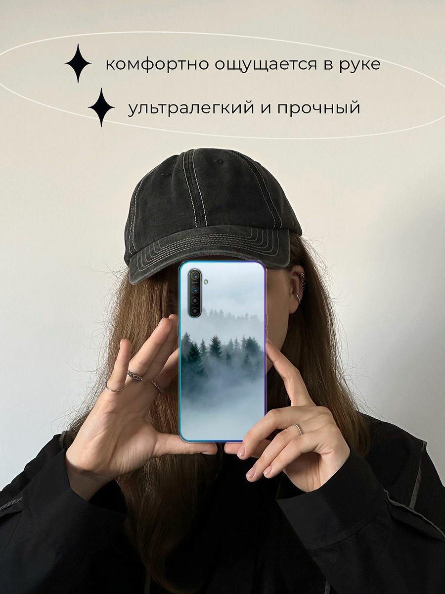 Силиконовый чехол на Realme XT / Реалми XT с принтом "Лес в тумане" — фото 1