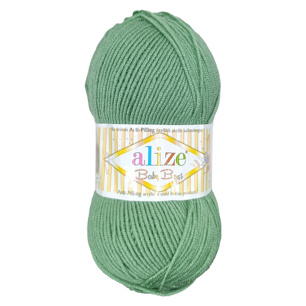 Пряжа для вязания Alize Baby best 954 дымчатый зеленый 100 гр/240 м 10% бамбук, 90% антипилинг акрил