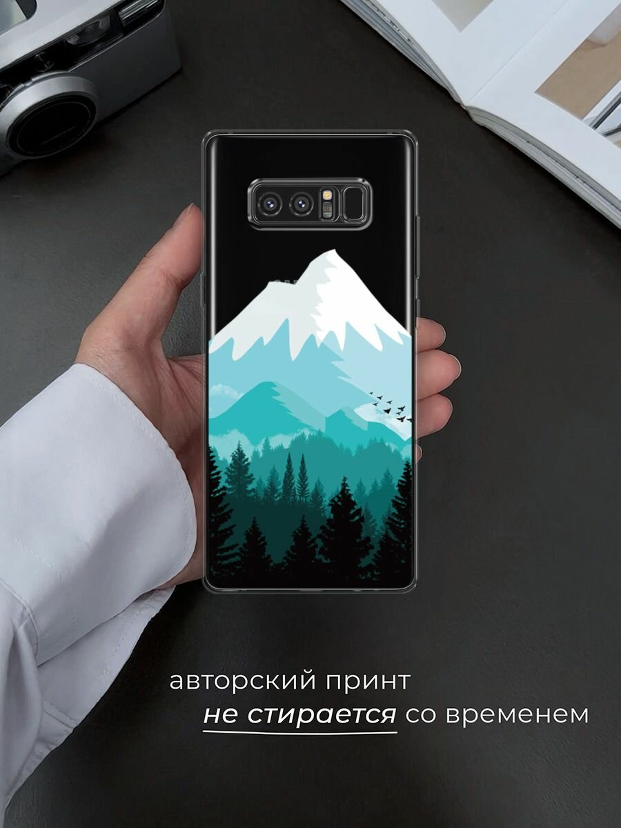 Чехол на Samsung Galaxy Note 8 / Самсунг Галакси Нот 8 с принтом "Синяя снежная гора", прозрачный — фото 1