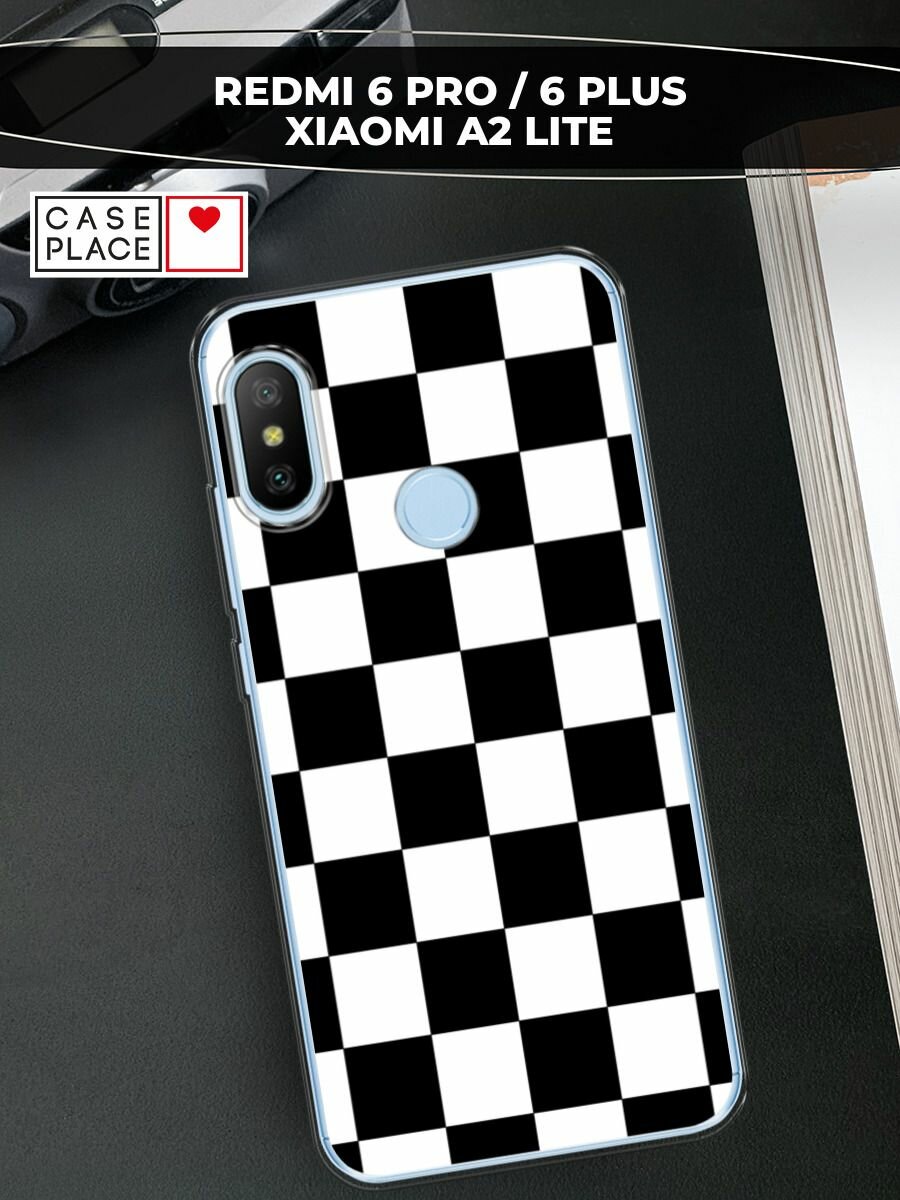 Чехол на Xiaomi Redmi 6 Pro/6 Plus/Mi A2 Lite / Сяоми Редми 6 Про/6 Плюс/Ми A2 Лайт с принтом "Шахматная доска"