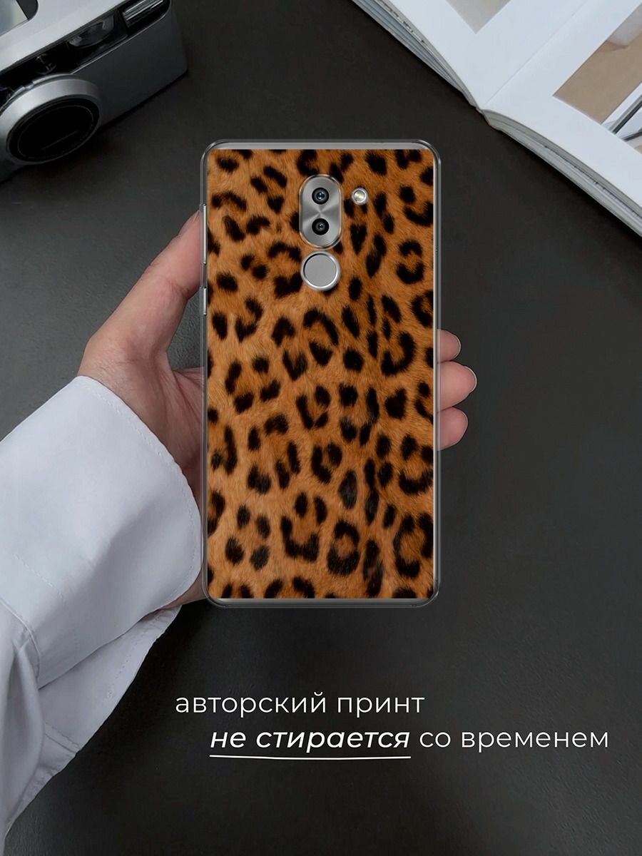 Силиконовый чехол на Honor 6X / Хонор 6Х с принтом "Мех леопарда" — фото 1