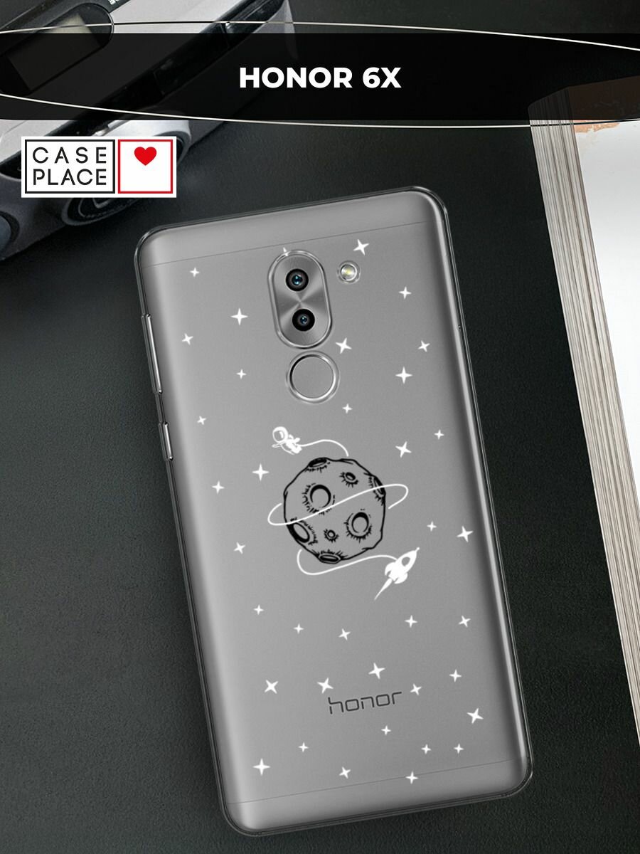 Чехол на Honor 6X / Хонор 6Х с принтом "Полет вокруг луны", прозрачный