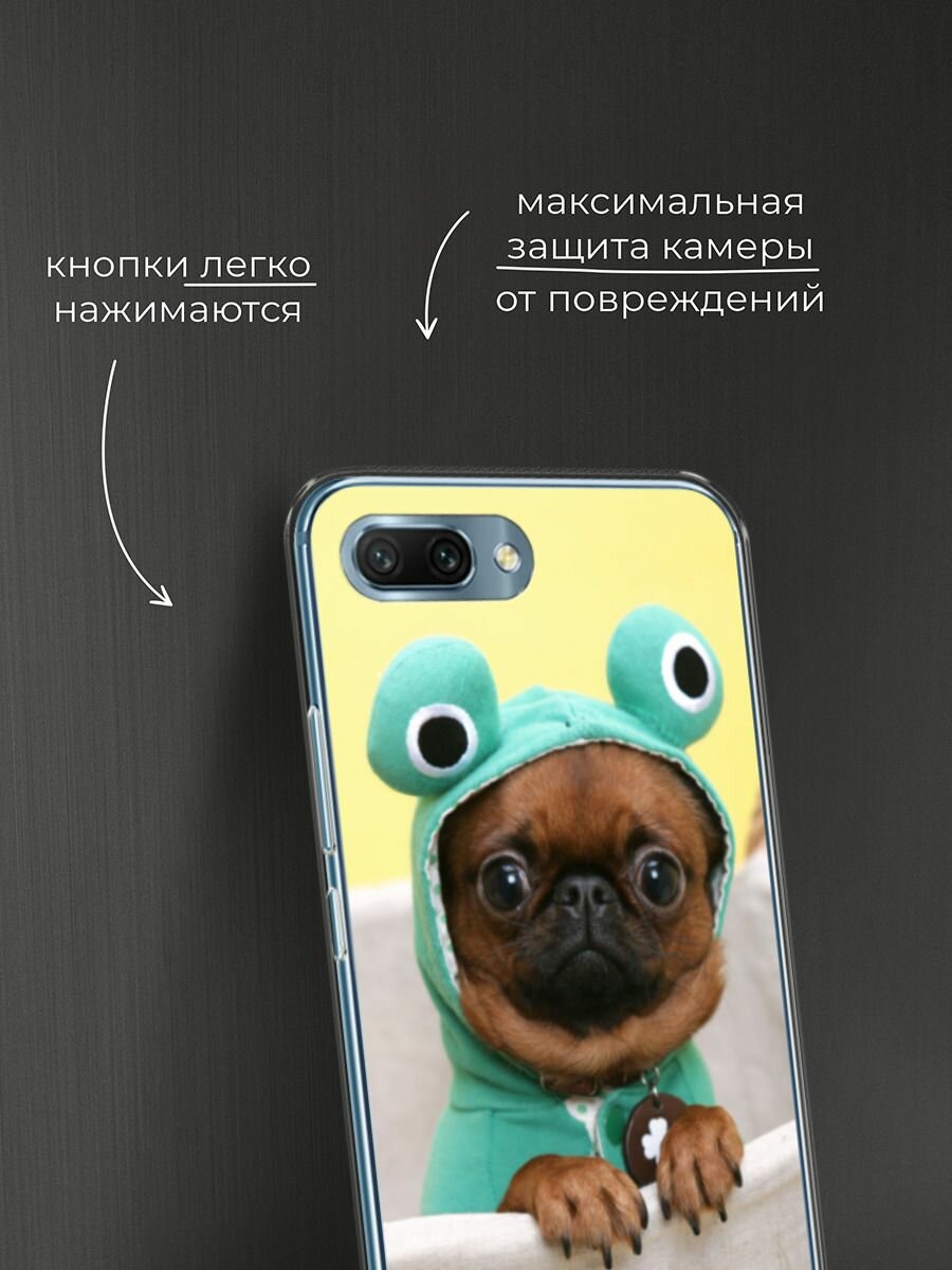 Чехол на Honor 10 / Хонор 10 с принтом "Собачка в шапке лягушки" — фото 1