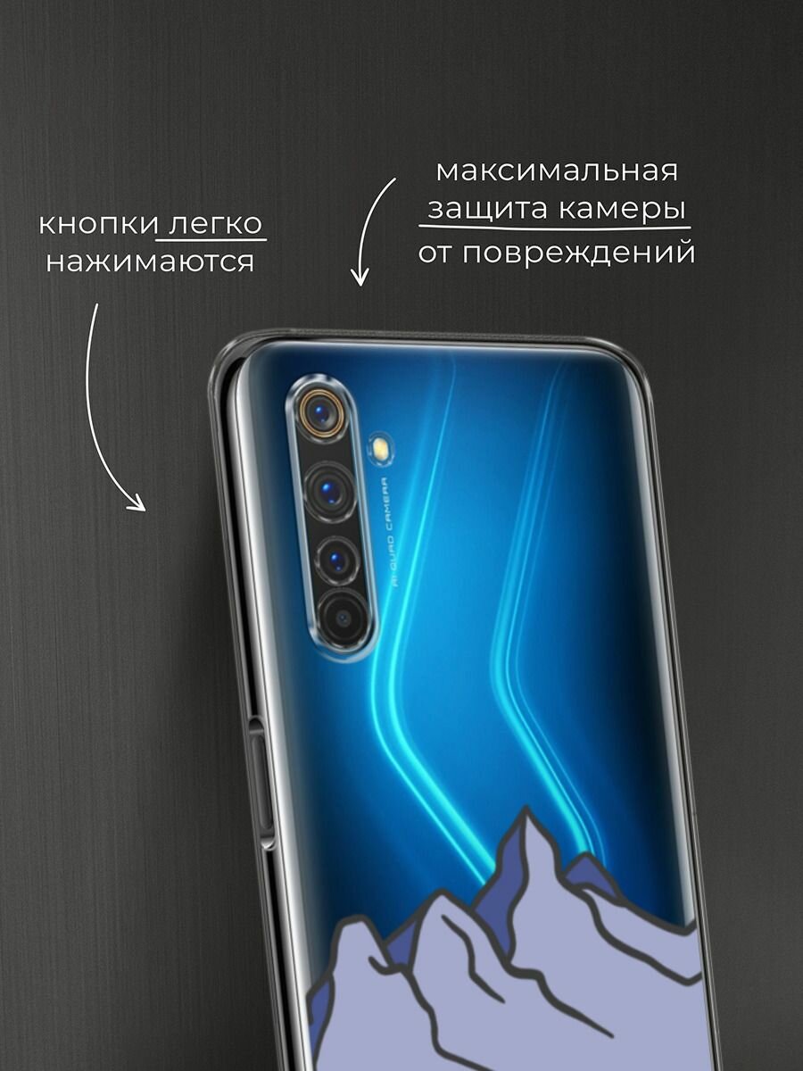 Чехол на Realme 6 Pro / Реалми 6 Про с принтом "Гора", прозрачный — фото 1