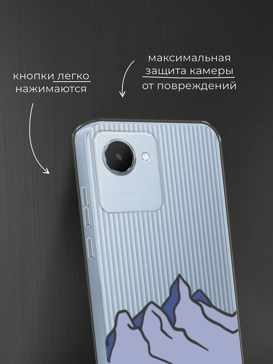 Чехол на Realme C30 / Реалми C30 с принтом "Гора", прозрачный — фото 1