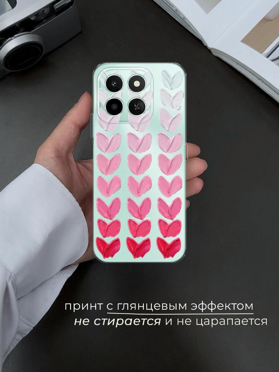 Чехол на Honor X6c / Хонор X6c с принтом "Градиент из сердечек" — фото 1