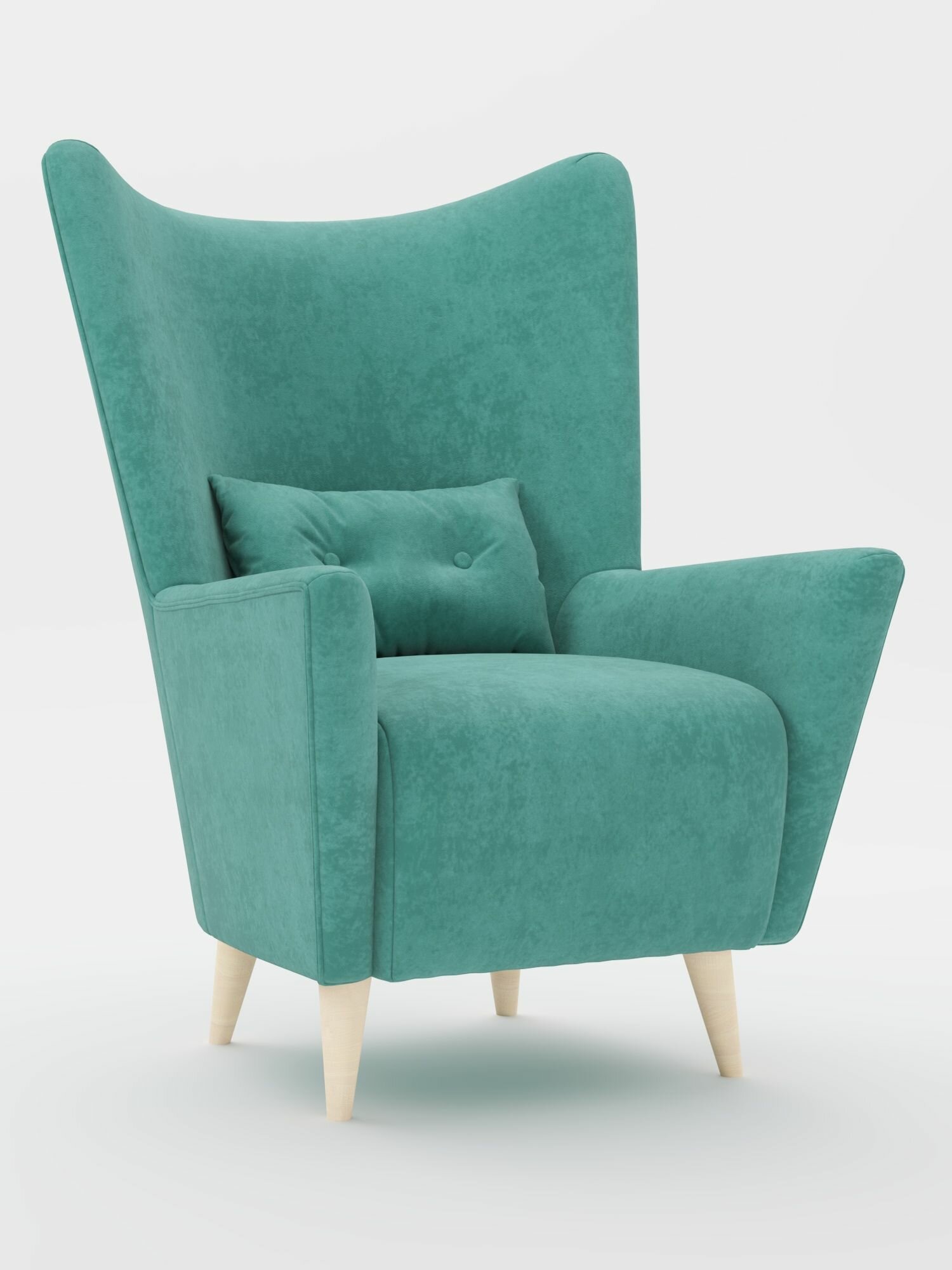 Кресло мягкое для дома, отдыха в гостиной Грейс от W&B, премиум велюр лазурный