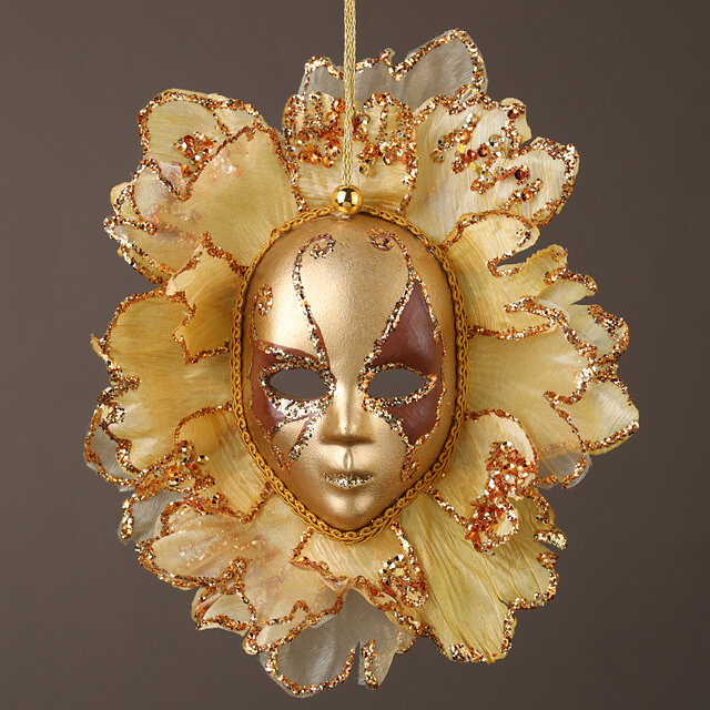 Елочная игрушка Маска Луиджи Терре 18 см золотая, подвеска, Winter Deco, 2007820