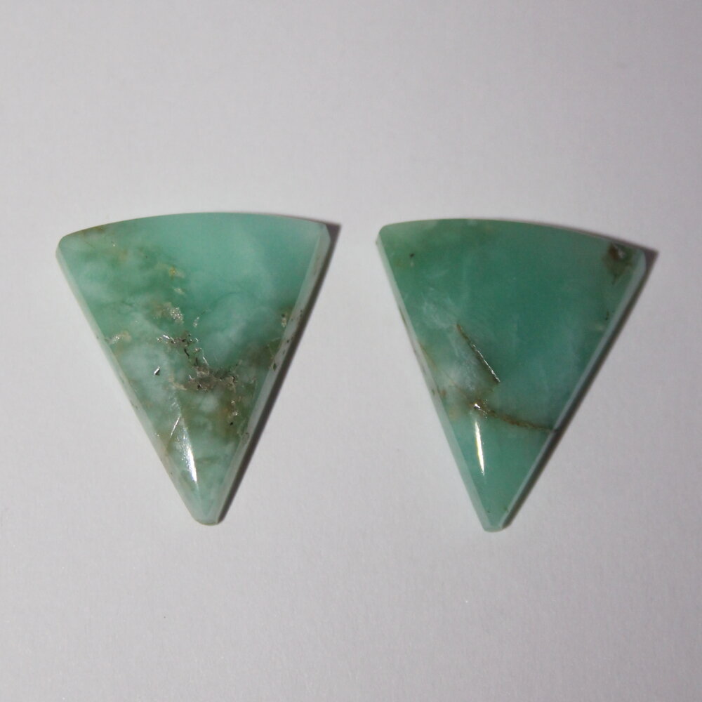 Хризопраз пара кабошонов, ювелирная вставка, 21х18х3 мм, Казахстан, "True Stones"