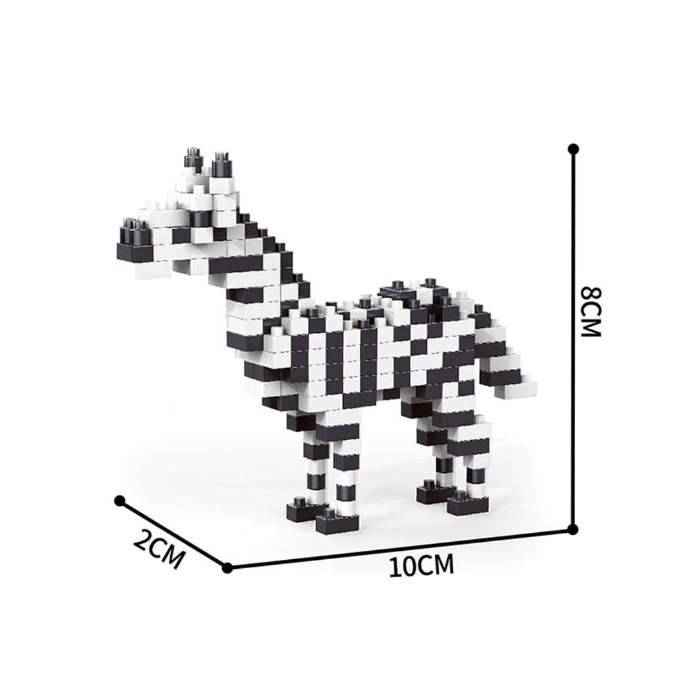 KNEW BUILT Мини-блоки животные Серый, with box, Zebra Blocks