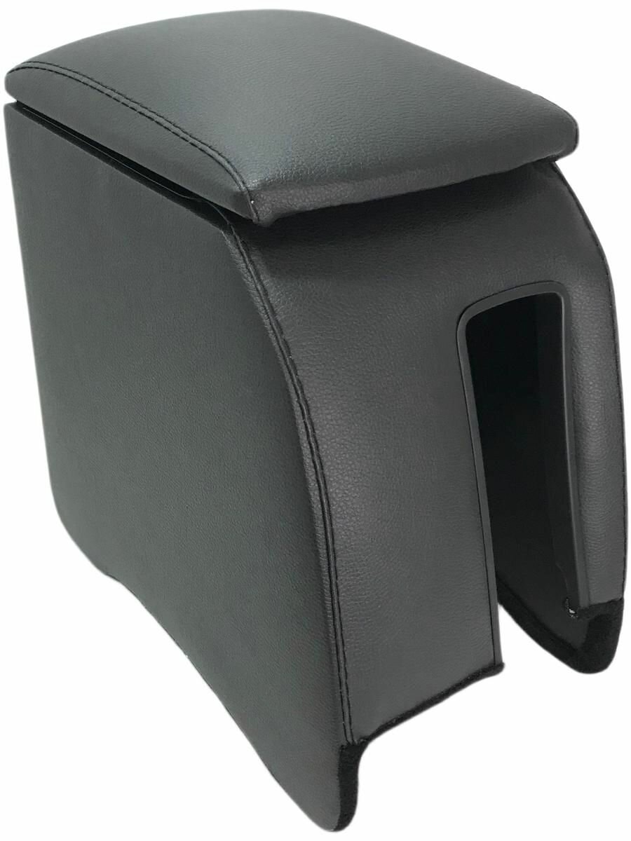 Подлокотник Daewoo nexia (1994-2008) с вставкой в подстаканник кожаный (черный, гладкая крышка) для нексия