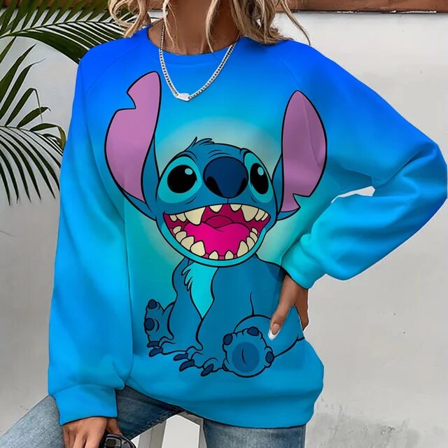 Женская одежда Miniso с длинным рукавом и принтом в виде стежков в стиле Харадзюку Y2k с цветными блоками, объемный свитер, милые толстовки с капюшоном из мультфильмов, Размер: 2XL