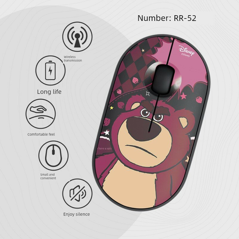 Беспроводная мышь клубничного медвежонка RR-52, USB/Bluetooth, тихий клик для ПК и ноутбука