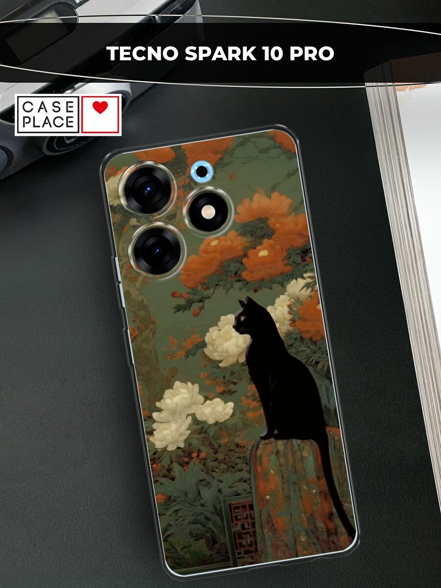 Чехол на Tecno Spark 10 Pro / Текно Спарк 10 Про с принтом Black cat