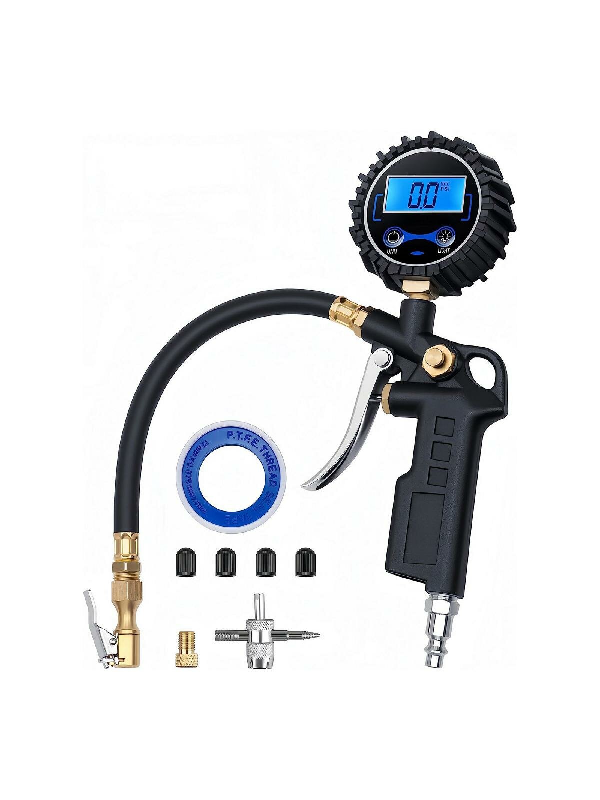 Пневматический патрон и аксессуары для компрессора Цифровой манометр и инфлятор в шинах