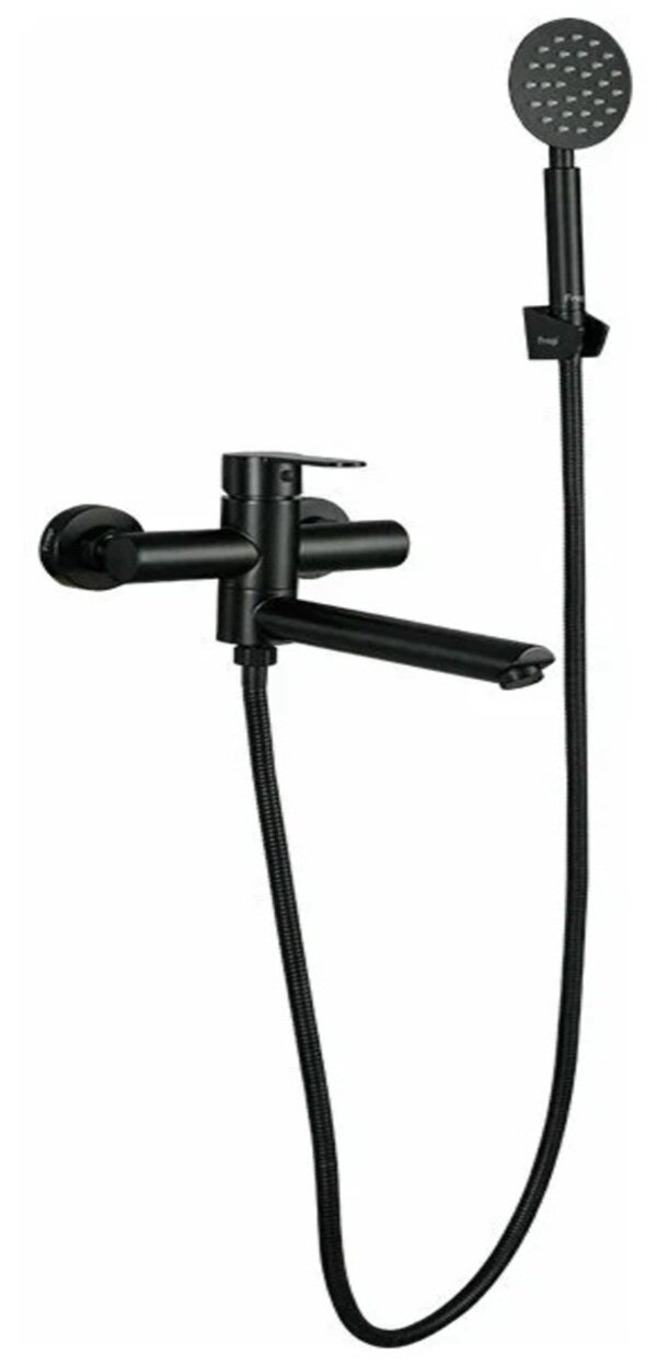 Смеситель для ванны Frap H801, с лейкой, черный, матовый, 170мм
