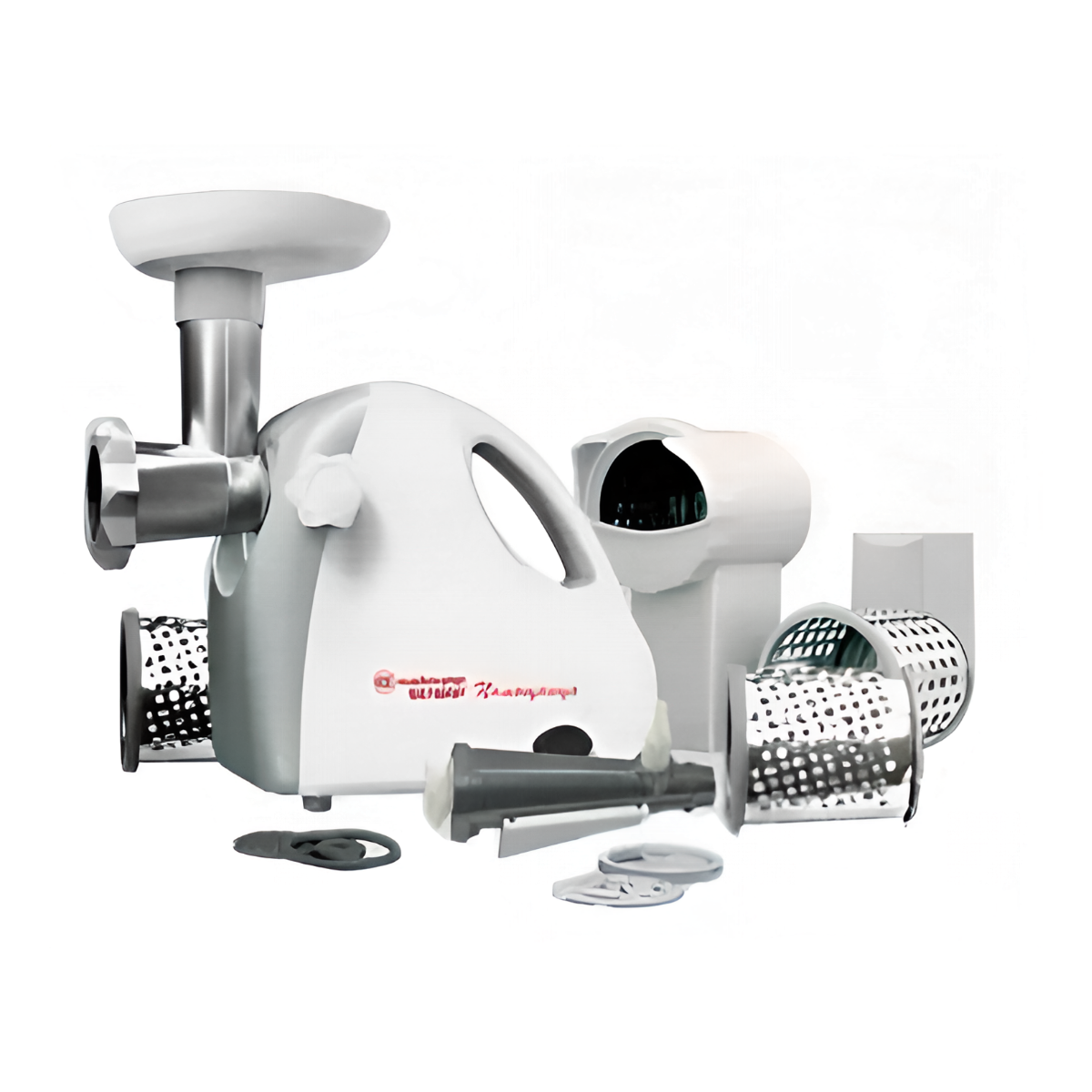 Мясорубка Белвар Помощница КЭМ-П2У 303-02, белая, мощность 1500Вт, 24кг/ч, 3 диска